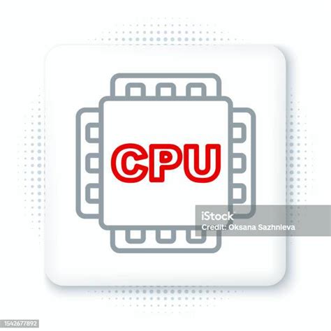 흰색 배경에서 격리된 마이크로회로 Cpu 아이콘이 있는 라인 컴퓨터 프로세서입니다 회로 기판칩 또는 Cpu 마이크로 프로세서