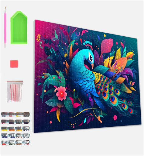 Peacock Diamond Painting Peacock Framed Diamond Art Diamond