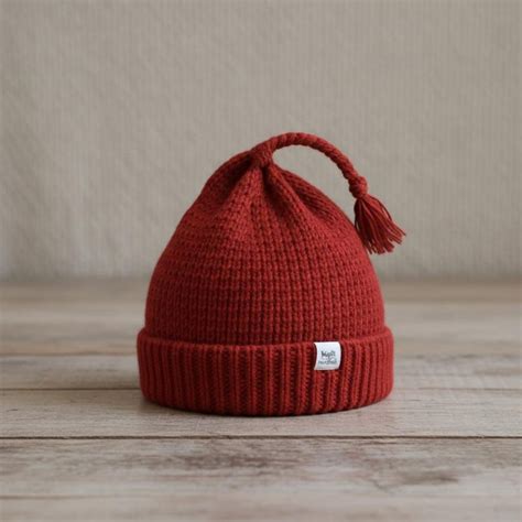 Red Knit Hat With Tassel Etsy