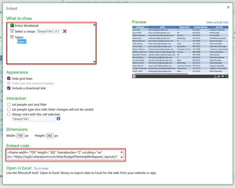 How To Display Excel Spreadsheet In Sharepoint Online