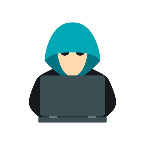 Hacker Behind A Computer Icon Flat Style 14464647 Vector Art At Vecteezy