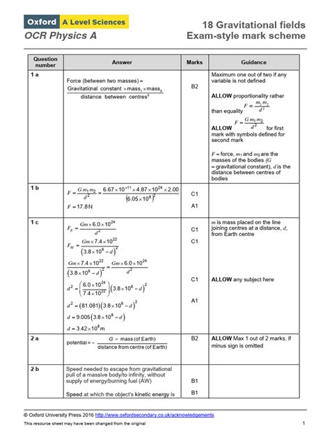 Chapter 18 Test Mark Scheme Pdf Orbit Physical Sciences