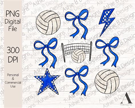 Volleyball Bow Collage Png Blue Coquette Bow Volleyball Tshirt Design