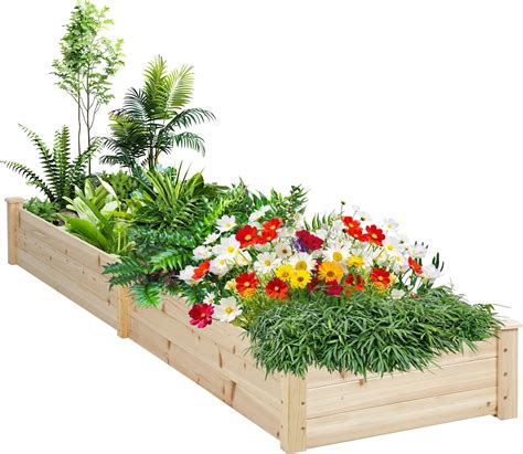 Giantex Wooden Raised Garden Bed Rectangular Planter Box