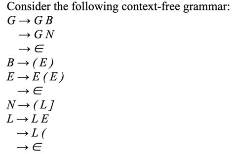 Solved Consider The Following Context Free Grammar B→e