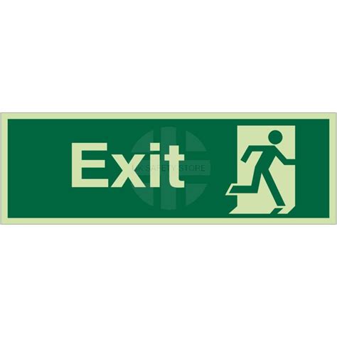 Exit Man Running Right Glow In Dark Sign UK Safety Store