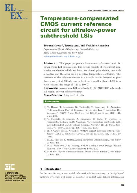 Pdf Temperature Compensated Cmos Current Reference Circuit For