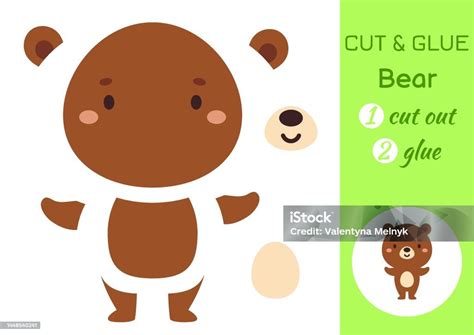 종이 작은 곰을 자르고 붙입니다 어린이 공예 활동 페이지 미취학 아동을위한 교육 게임 Diy 워크 시트 어린이 예술 게임 및
