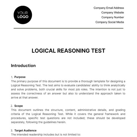 Logical Reasoning Test Template HR Template Edit Online Download Example Template Net