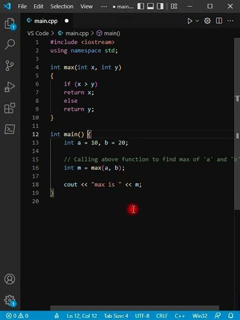C Program To Find The Largest Number Between Two Numbers Using The Function Youtube