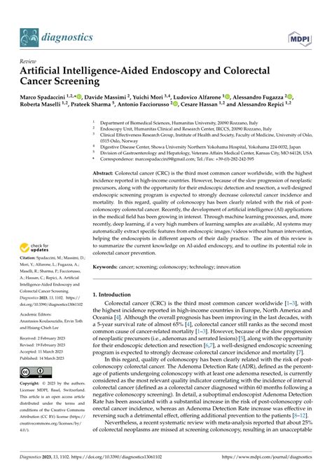 Pdf Artificial Intelligence Aided Endoscopy And Colorectal Cancer Screening