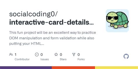 GitHub Socialcoding Interactive Card Details Form Main This Fun Project Will Be An Excellent