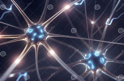 Microscopic Brain Cells Glowing Synapses And Dendrites Under Microscope Generative Ai Stock