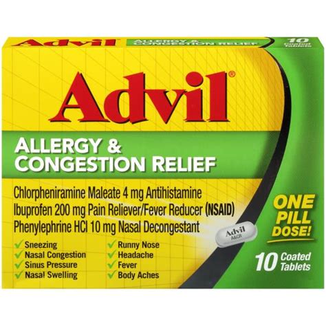 Advil Advil Sinus Congestion Allergy And Congestion Relief Pain Reliever