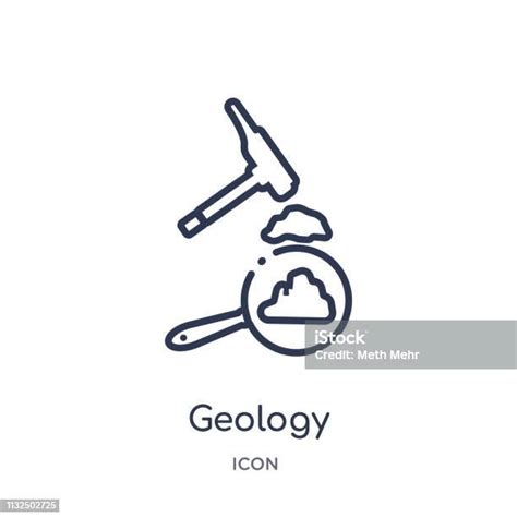 E 러닝 및 교육 개요 컬렉션의 선형 지질학 아이콘입니다 얇은 라인 지질학 벡터 흰색 배경에 고립입니다 지질학 유행 그림 경위의에 대한 스톡 벡터 아트 및 기타 이미지