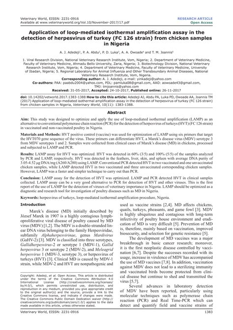 Pdf Application Of Loop Mediated Isothermal Amplification Assay In The Detection Of