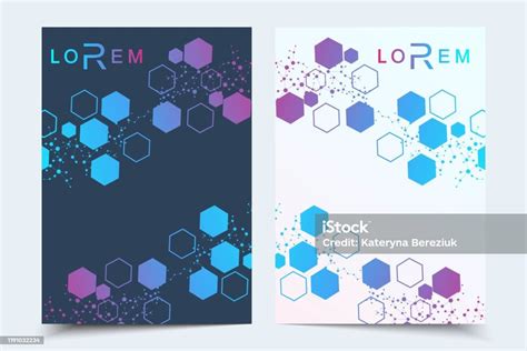 비즈니스 템플릿 브로셔 잡지 전단지 전단지 표지 소책자 연례 보고서 의료 기술 화학에 대한 과학적 개념 육각 형 분자 구조
