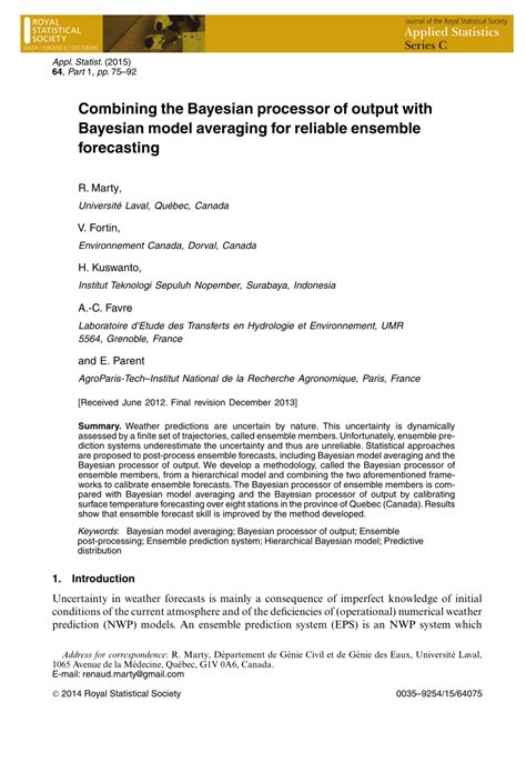 Pdf Combining The Bayesian Processor Of Output With Bayesian Model Averaging For Reliable