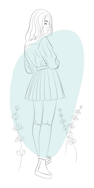 Ilustração Em Vetor De Uma Adolescente Colegial Em Camisa De Uniforme