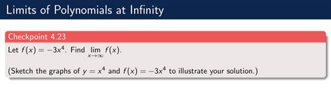 Solved Limits Of Polynomials At Infinitycheckpoint 4 23let