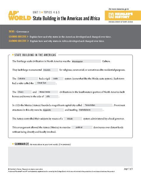 Ap World Unit 1 Topic 4 5 Noteguides For More Resources Go To H E I M L E R S H I S T O R Y