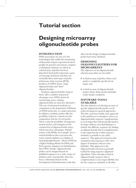 Pdf Designing Microarray Oligonucleotide Probes