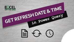 Get The Refresh Date Time In Power Query Excel Off The Grid