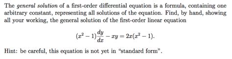 Solved General Solution Of First Order Linear