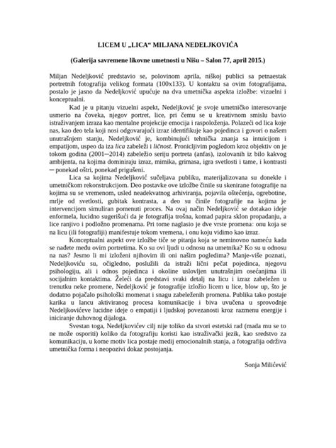 Miljan Nedeljković Fotografija Pdf