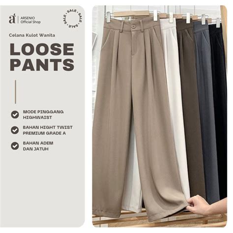 Jual Loose Pants BAHAN PREMIUM Celana Kantor Wanita Celana Kulot Formal Wanita Anti Kusut Katun