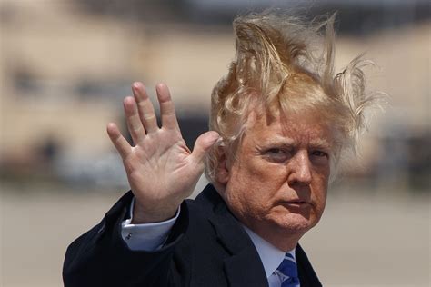 Trumps Hair Blows Around On A Blustery Day And Many Take Notice The