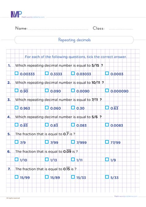 Repeating Decimal Numbers 6th Grade