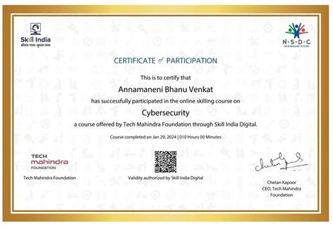 A Bhanu Venkat On Linkedin Cybersecurity Techmahindra Skillindia
