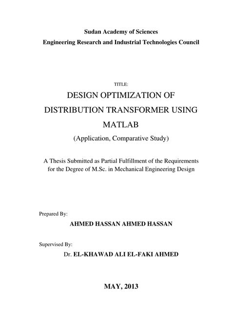 Pdf Design Optimization Of Distribution Transformer Using Matlab