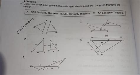 Practice B Determine Which Among The Theorems Is Applicable To Prove That The Given Triangles