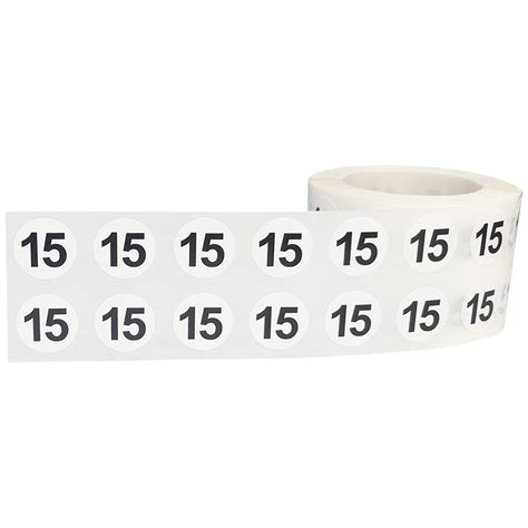 Small Number 15 Stickers 12 Round