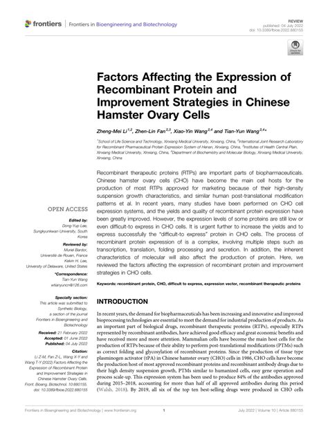 Pdf Factors Affecting The Expression Of Recombinant Protein And