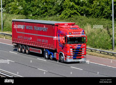 Stuart Nicol Transport Snt Scotland Haulage Delivery Trucks Lorry Transportation Red Truck
