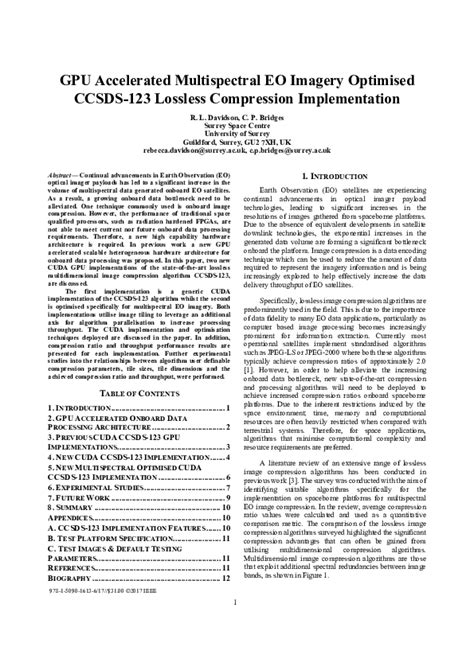 Pdf Gpu Accelerated Multispectral Eo Imagery Optimised Ccsds 123