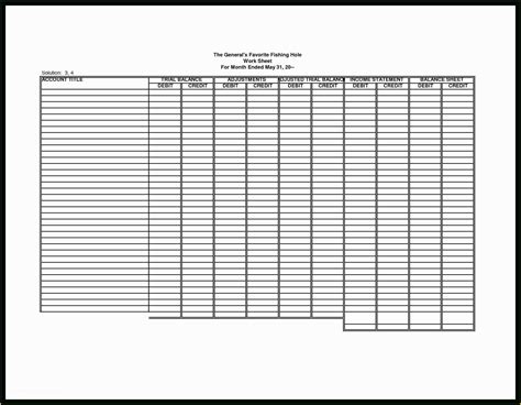 Free Printable Balance Sheet Template Of Blank Trial Balance Sheet