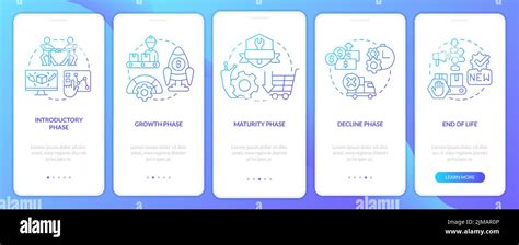 Stages Of Product Lifecycle Blue Gradient Onboarding Mobile App Screen Stock Vector Image And Art