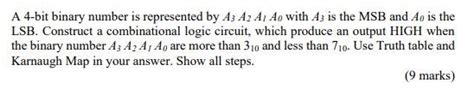solved a 4 bit binary number is represented by a3 a2 a ao