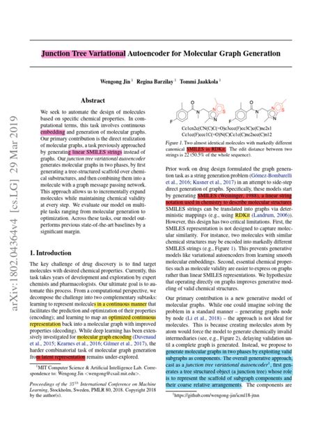 Jt Vae Jtvae Junction Tree Pdf Molecules Vertex Graph Theory
