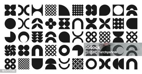 잔인한 기하학적 모양 기호 간단한 기본 요소 및 형태 바우하우스 복고풍 디자인 트렌디한 컨템포러리 미니멀리즘 스타일 벡터 그림 0명에 대한 스톡 벡터 아트 및 기타 이미지