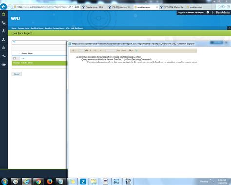 [wt 6759] wnj server errors on look back report workterra jira