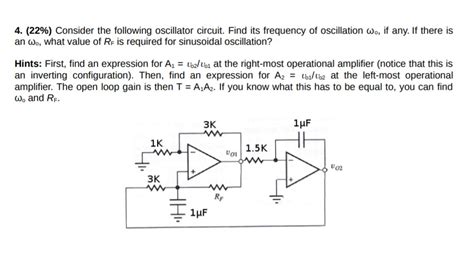 Solved Consider The Following Oscillator Circuit Chegg