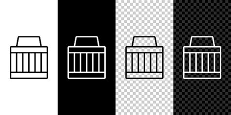 흑백 투명 배경에 격리 된 라인 자동차 공기 필터 아이콘을 설정합니다 자동차 수리 서비스 기호 벡터 아이콘에 대한 스톡 벡터