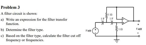 Solved A Filter Circuit Is Shown A Write An Expression For Chegg