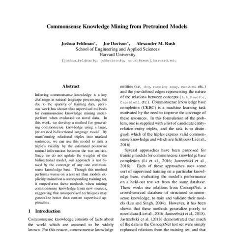 Commonsense Knowledge Mining From Pretrained Models ACL Anthology