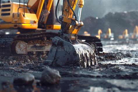 Crawler Excavator Is Digging With Lift Up In The Construction Site Neural Network Ai Generated